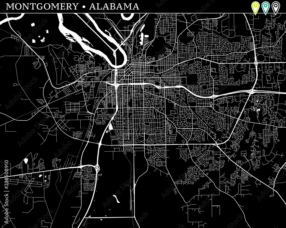 Simple map of Montgomery, Alabama Stock Vector | Adobe Stock