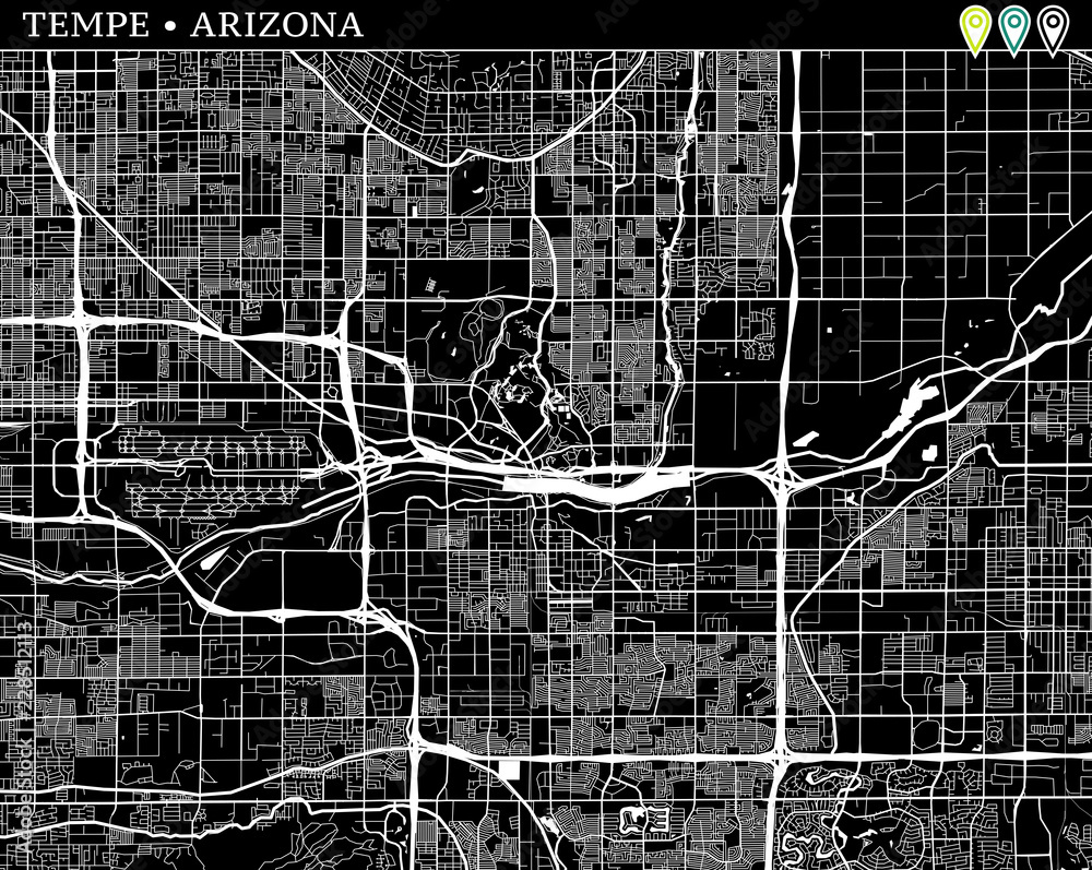 Simple map of Tempe, Arizona Stock Vector | Adobe Stock