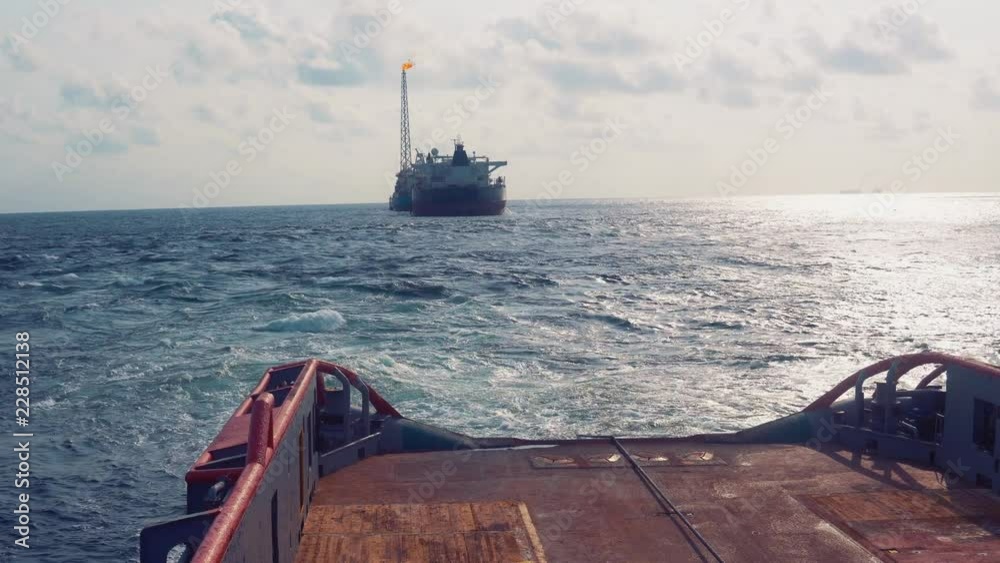 Anchor-handling Tug Supply AHTS vessel during dynamic positioning DP ...