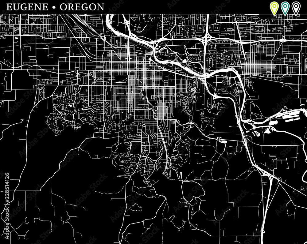 Simple map of Eugene, Oregon Stock Vector | Adobe Stock