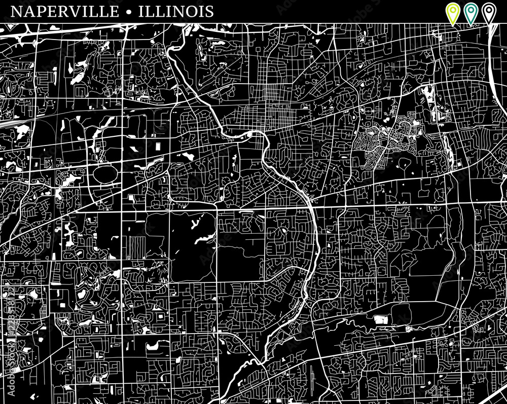 Simple map of Naperville, Illinois Stock Vector | Adobe Stock