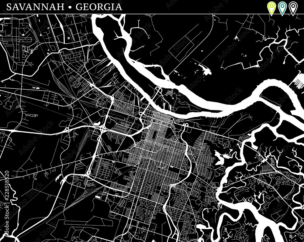 Simple map of Savannah, Georgia Stock Vector | Adobe Stock