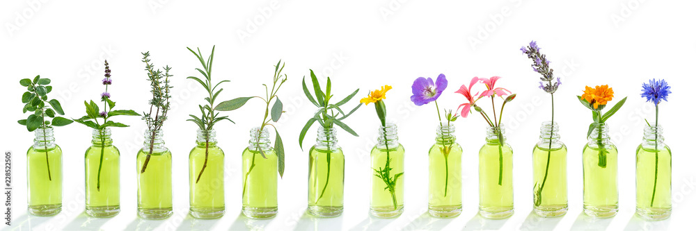 essential oil banner. Essential oil. essential oil with flower, and ...