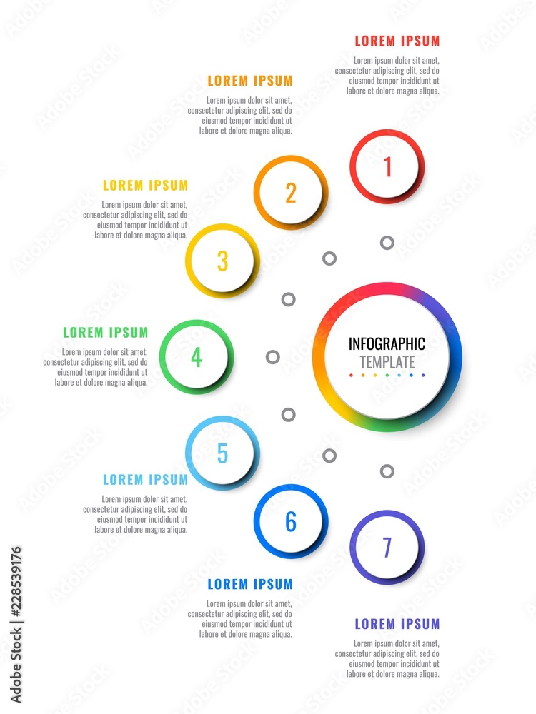 business 3d realistic infographic with seven steps. modern infographic ...