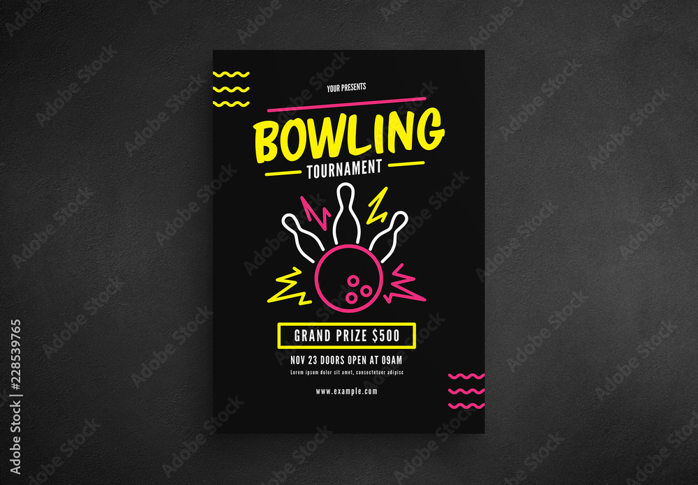 Bowling Tournament Flyer Layout Stock Template | Adobe Stock