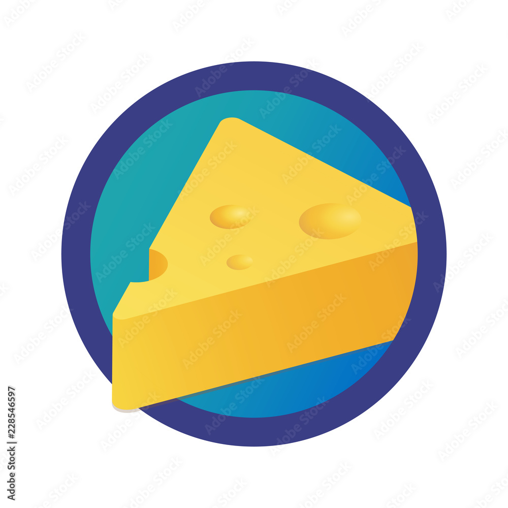 Triangle Piece of Cheese Logo. Round Emblem of Dairy product isolated ...