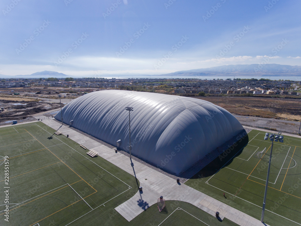 covered soccer field, tent, bubble, enclosure,protection, Stock Photo ...