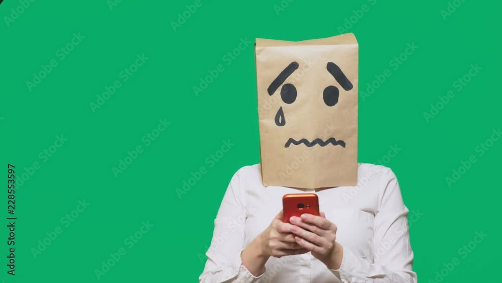 concept of emotion, gestures. a man with a package on his head, with a ...