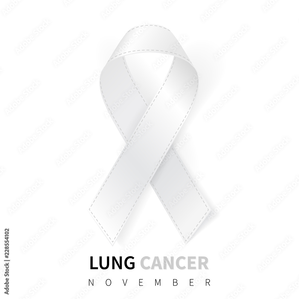 Lung Cancer Awareness Month. Realistic White ribbon symbol. Medical ...