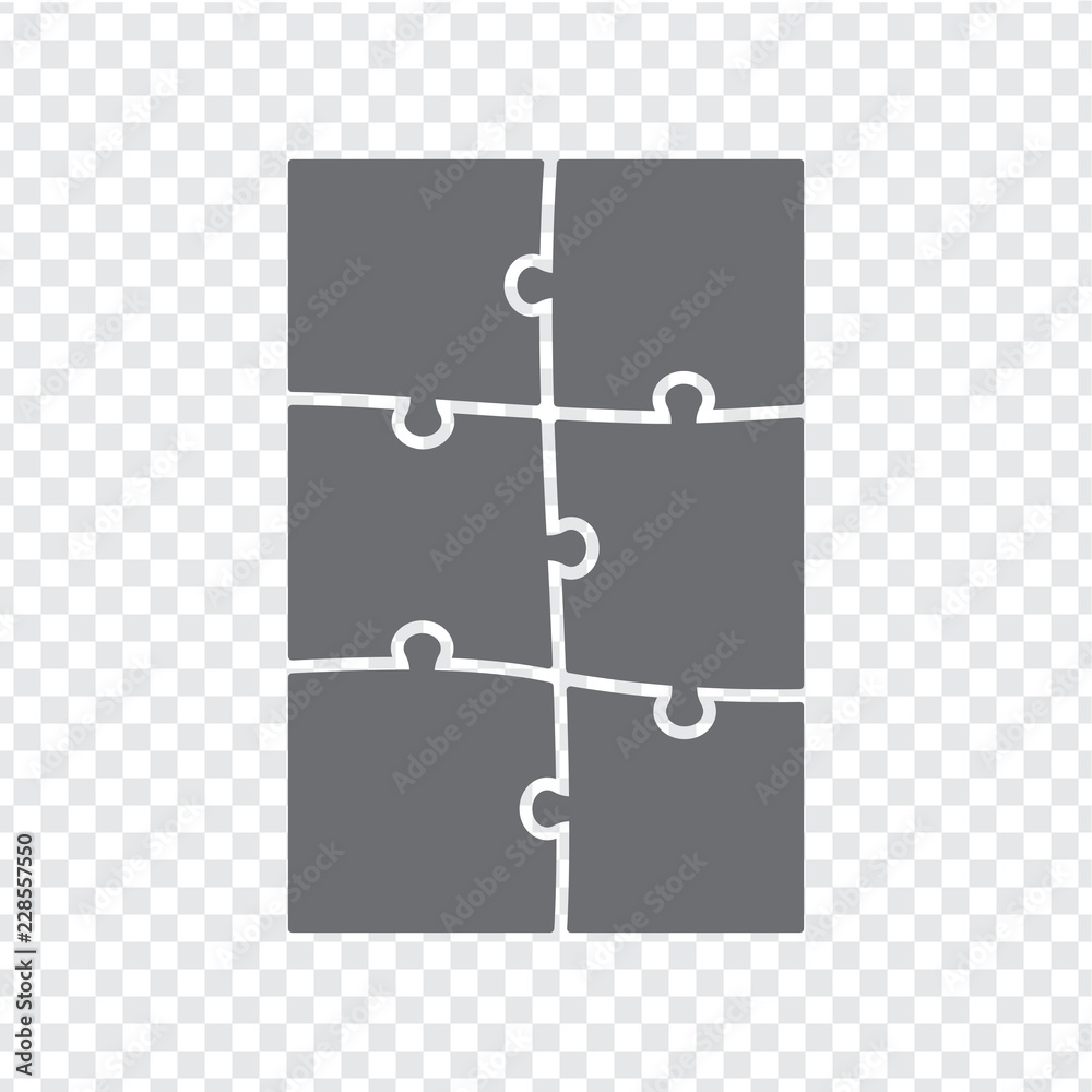 Simple icon puzzles in gray. Simple icon puzzle of the six elements on ...
