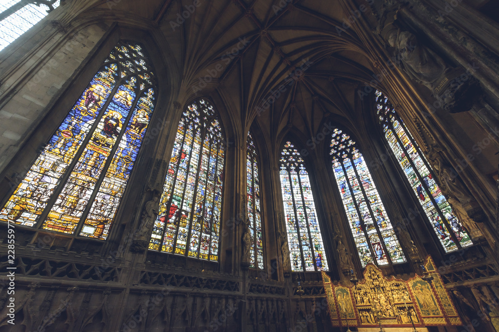 Interiors of Lichfield Cathedral - Lady Chapel Stained Glass North Side ...