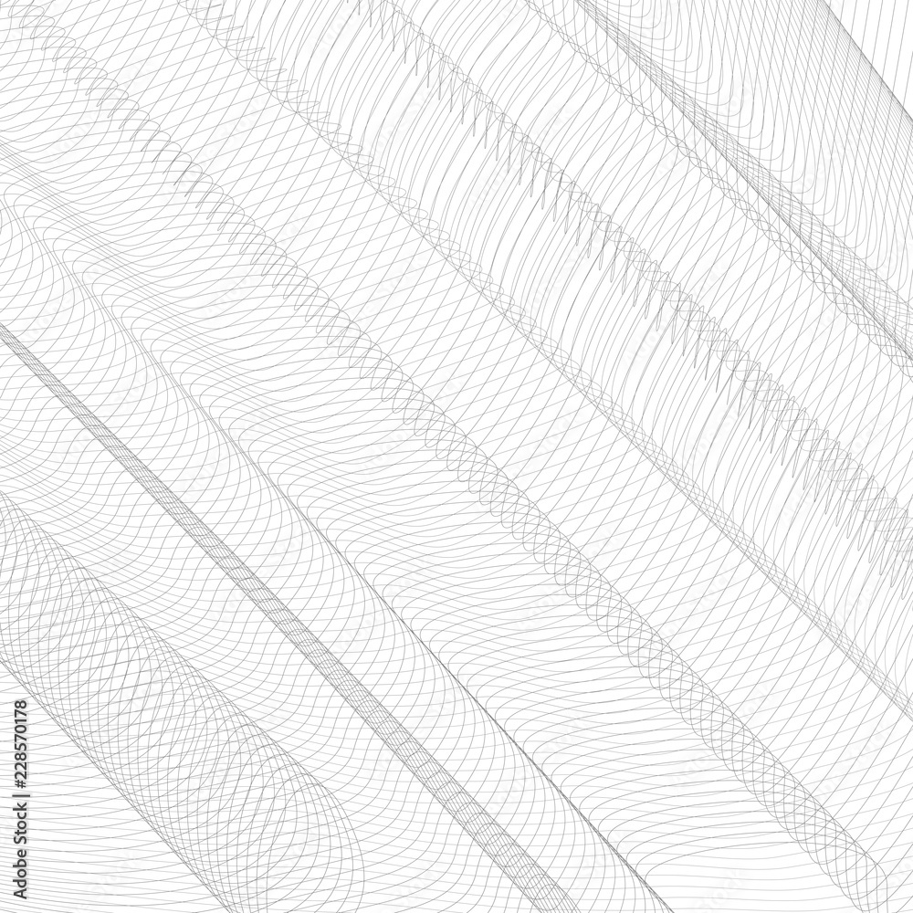 Abstract network with diagonal drapery. Gray squiggle thin lines ...