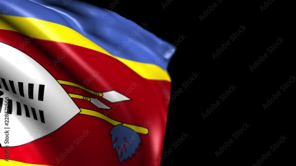 Flag of Swaziland. Animated Slow pan to the right with black background ...