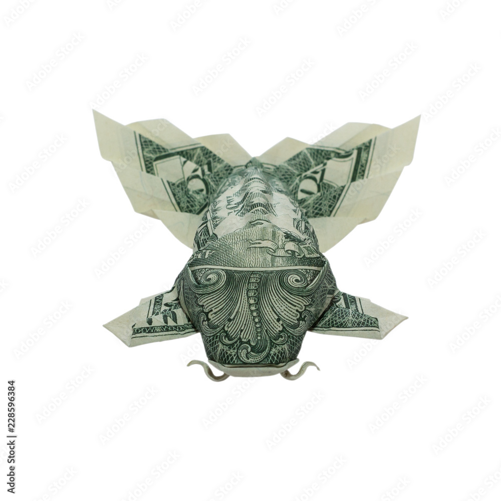 Money Origami KOI FISH with Fluffy Tail Folded with Real One Dollar ...