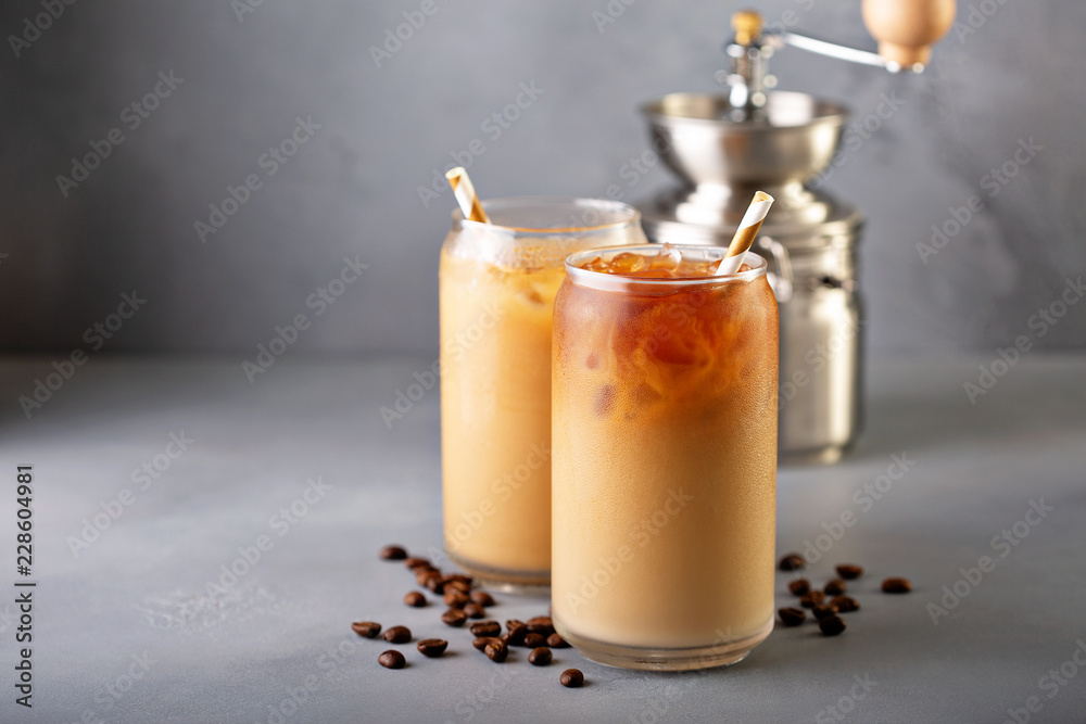 Cold brew iced coffee in glass bottles Stock Photo | Adobe Stock
