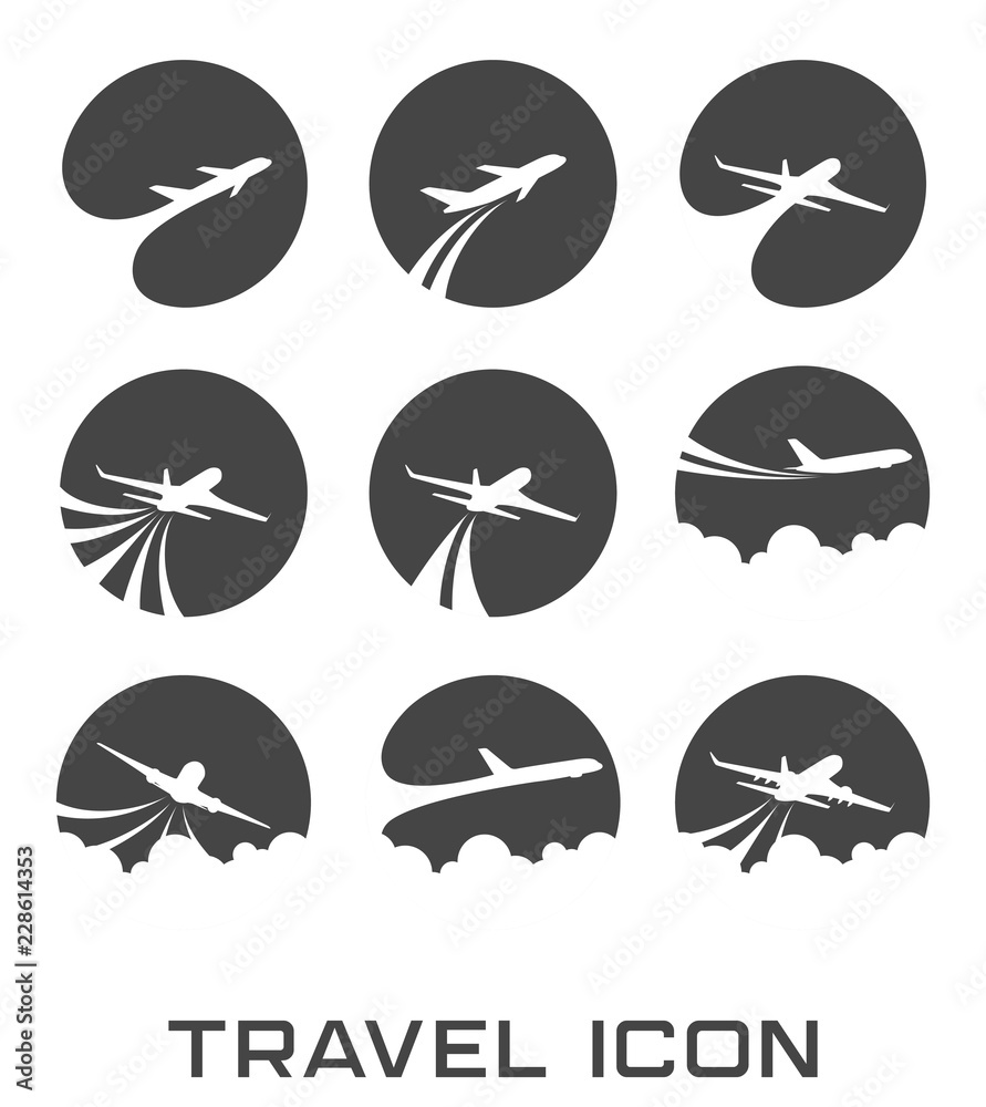 Set of Flying airplane icon Stock Vector | Adobe Stock