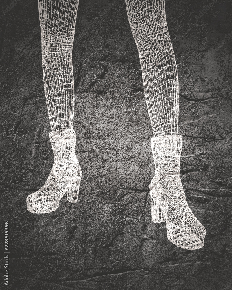 Polygonal woman legs. Wire frame style. Part of the human body. Stock ...