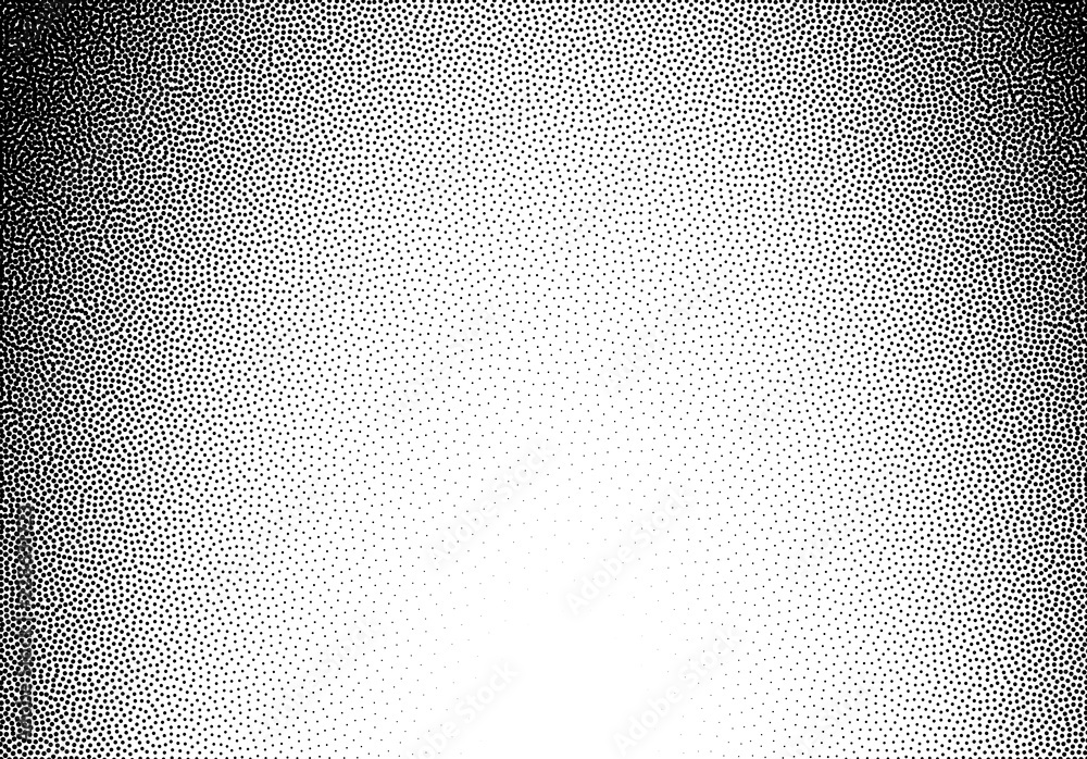 Dotwork gradient background, black and white scattered stipple dots ...