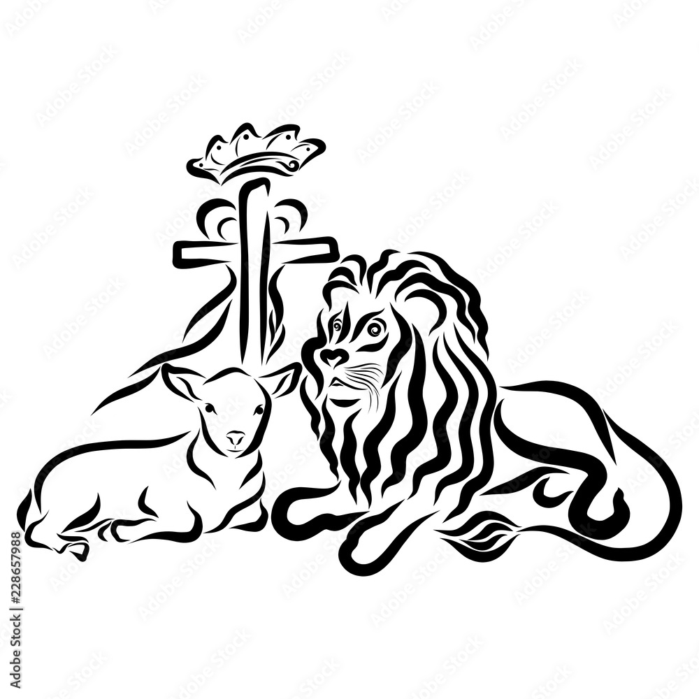 Lion And Lamb Clipart Black And White
