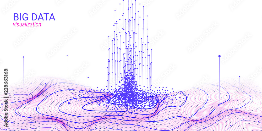Wave 3D Big Data Visualization. Analysis Infographic. Stock Vector ...