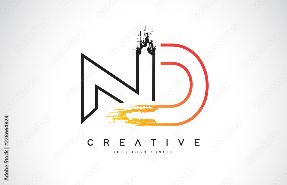 ND Creative Modern Logo Design with Orange and Black Colors. Monogram ...