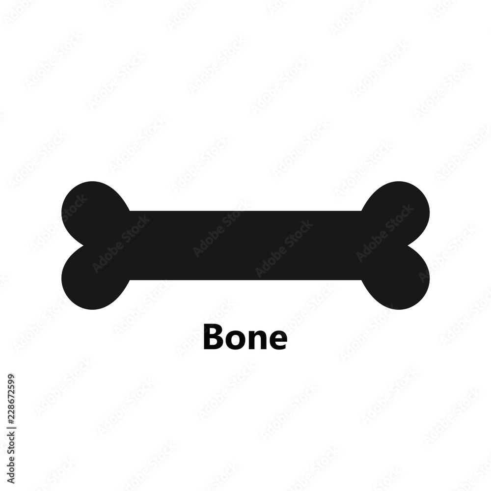 dog bone black symbol isolated on white background logo stroke text ...