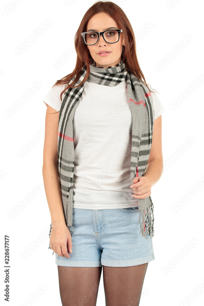 Blank t-shirt mock-up - Cute preppy, fashion geek girl ready for your ...