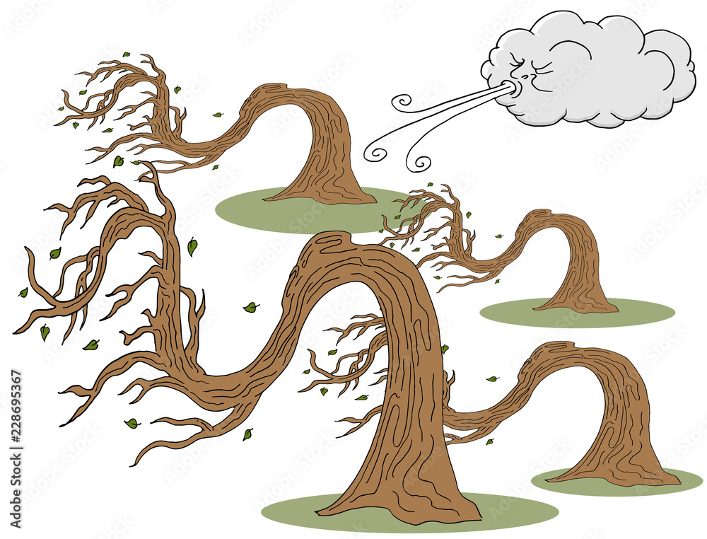 Wind Blowing Trees Cartoon