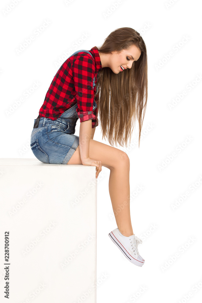 Girl Looking Down Side View