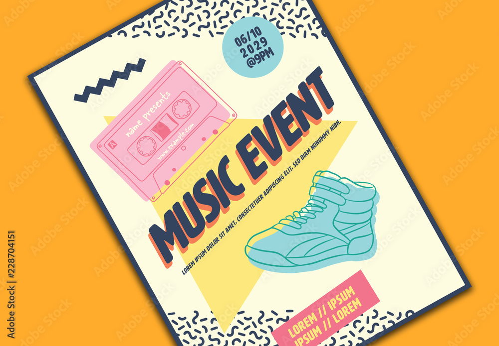 Music Event Flyer Layout Stock Template | Adobe Stock
