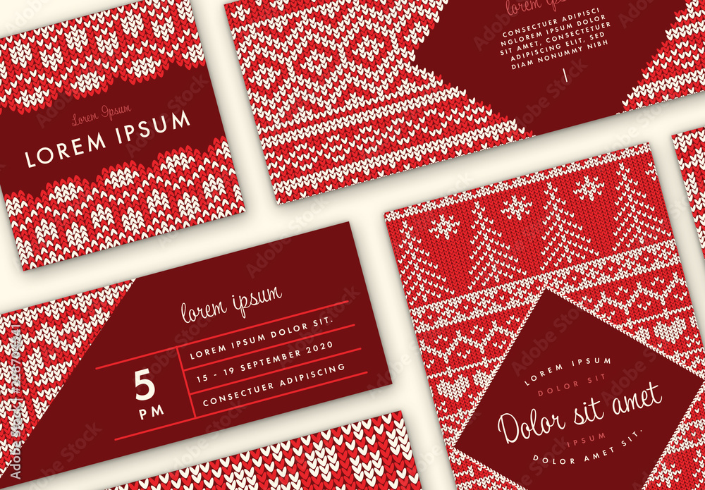 Social Media Post Layouts with Knitted Texture Stock Template | Adobe Stock