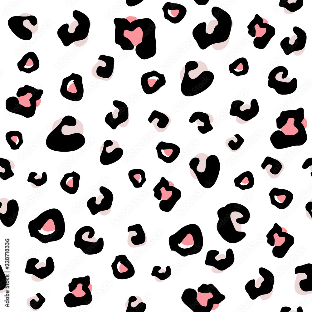 Seamless animal pattern with leopard dots . Creative monochrome texture ...