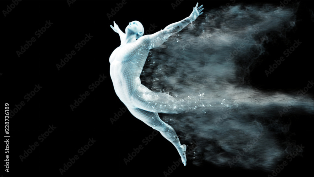 Abstract white plastic human body mannequin figure with scattering ...