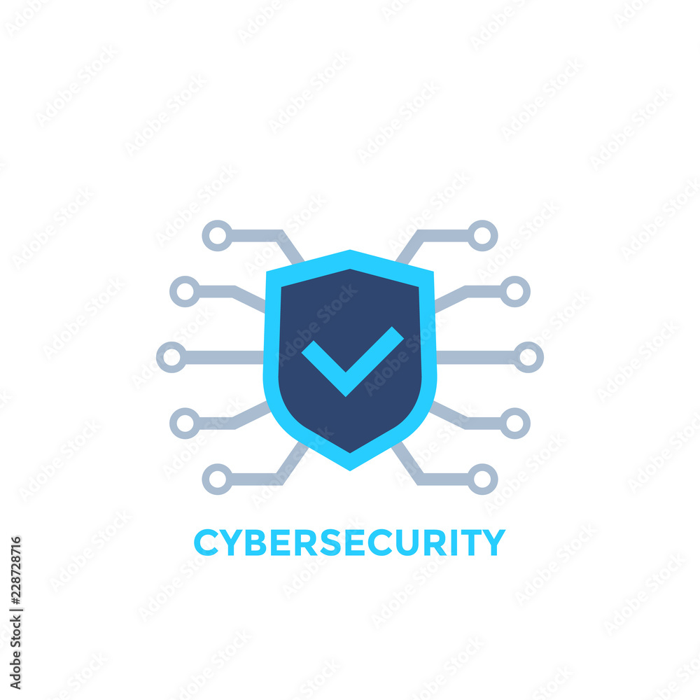 cyber security vector logo with shield and check mark Stock Vector ...