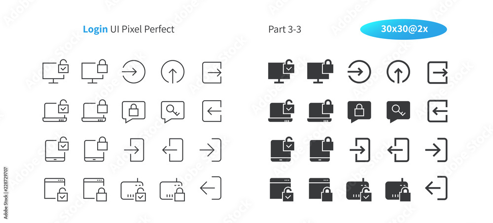 Login UI Pixel Perfect Well-crafted Vector Thin Line And Solid Icons 30 ...