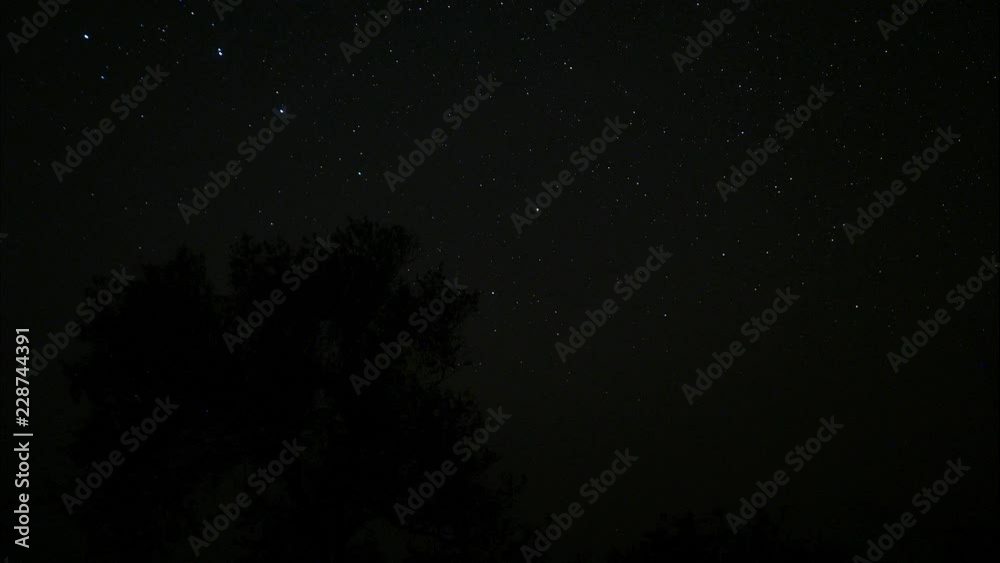 Starry night sky. Twinkling stars in the dark night sky. Time lapse ...