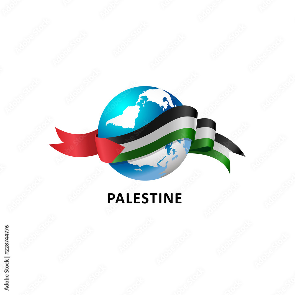Vector Illustration of a world – world with palestine flag Stock Vector ...