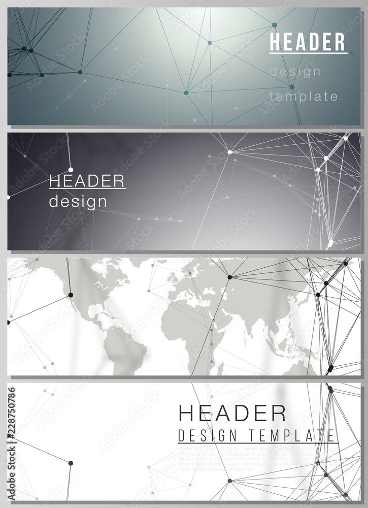 The minimalistic vector layout of headers, banner design templates ...