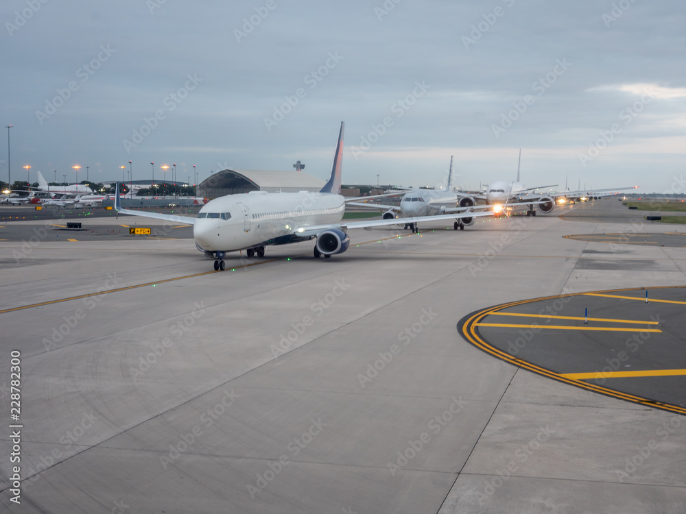 Airplanes Taking Off In The Morning