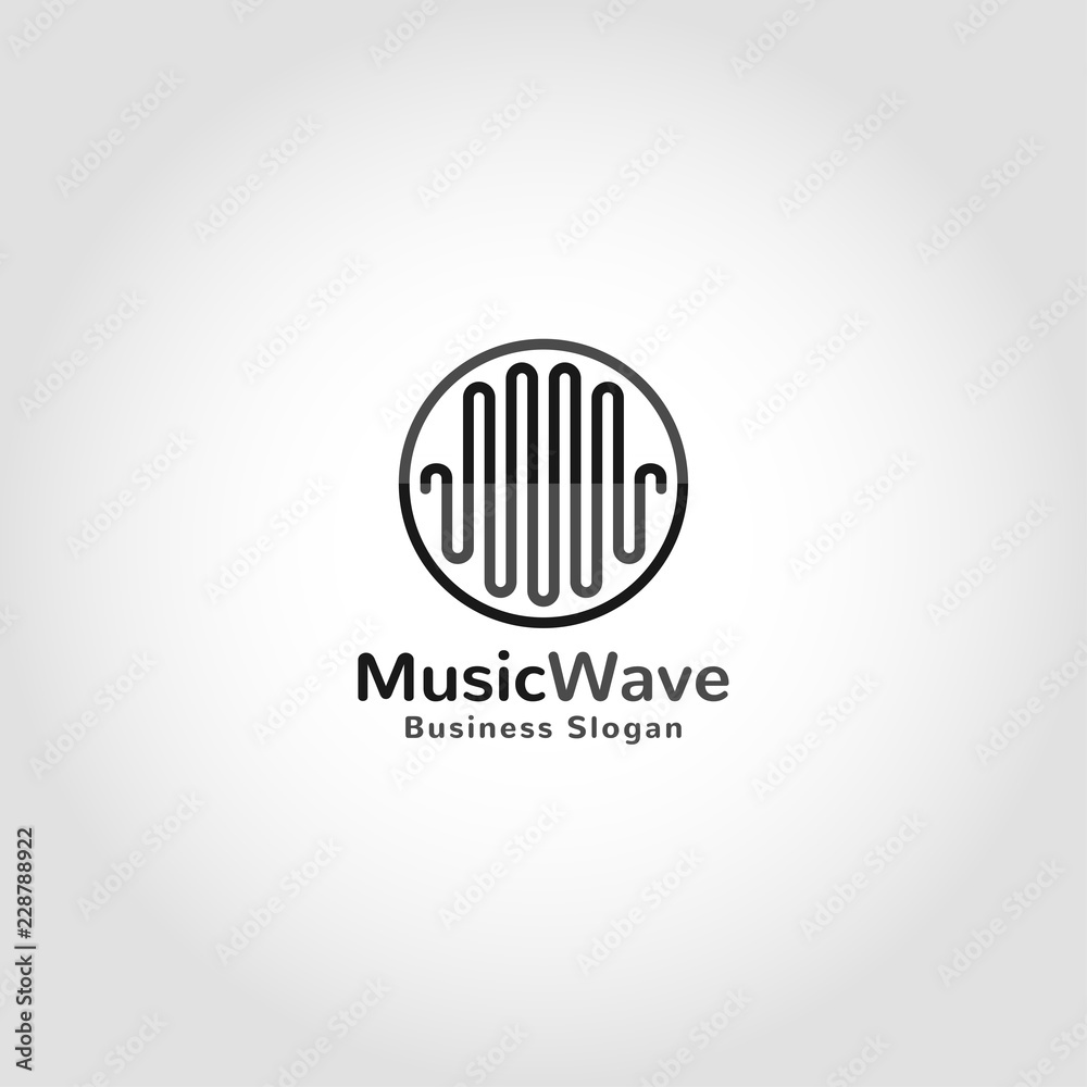 Music Wave Logo is a Music Studio logo with line art concept and circle ...