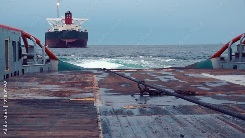 Anchor-handling Tug Supply AHTS vessel during dynamic positioning DP ...