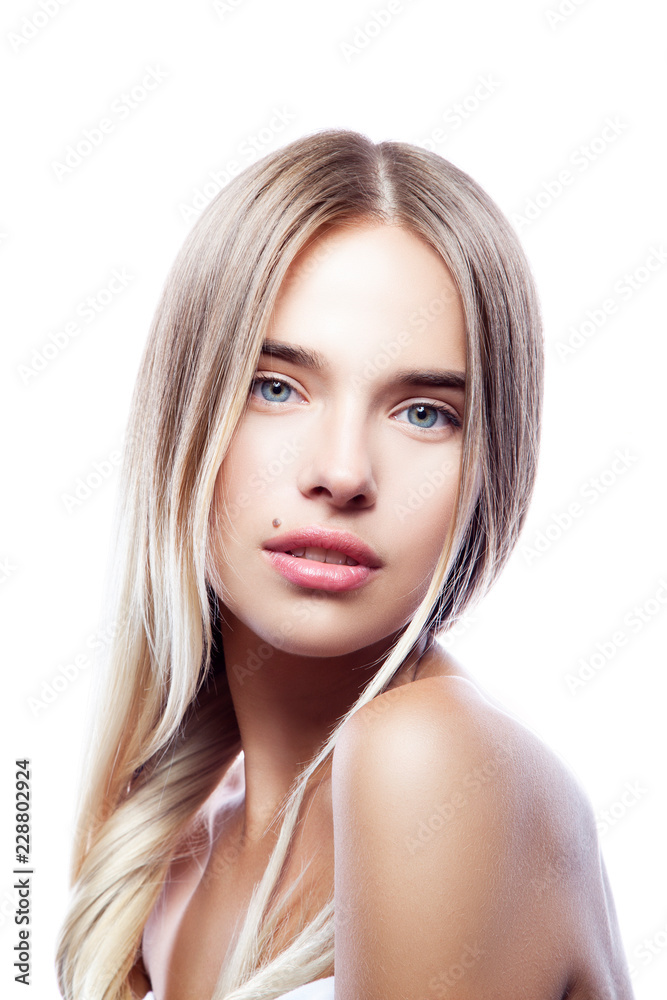 Young Model Girl Beauty Portrait Perfect Skin Natural Nude Make Up