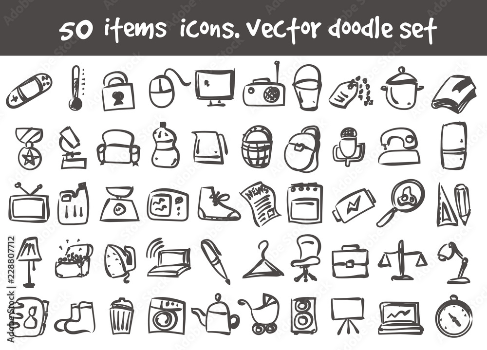 vector doodle icons set Stock Vector | Adobe Stock