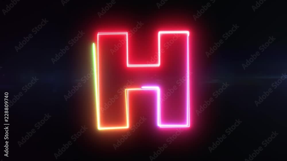 Letter H - shaking symbol outline looping on black background in 4k ...