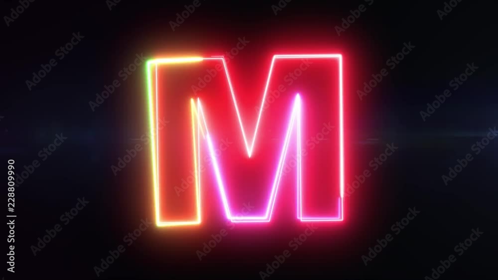 Letter M - shaking symbol outline looping on black background in 4k ...
