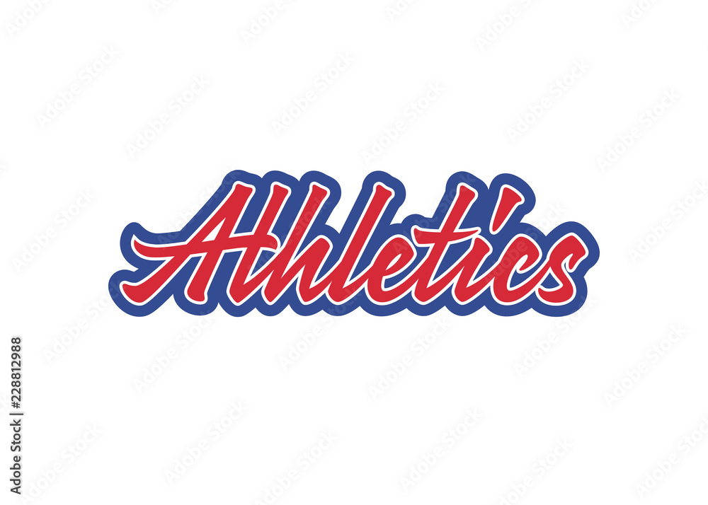 Athletics vector lettering. Handwritten text label. Freehand typography ...