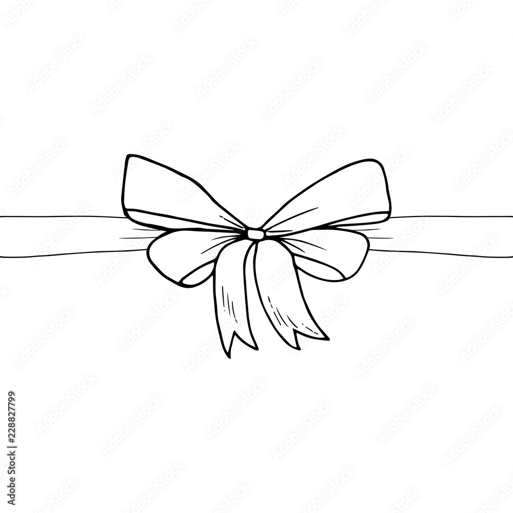 Ribbon and bow sketch Stock Vector | Adobe Stock