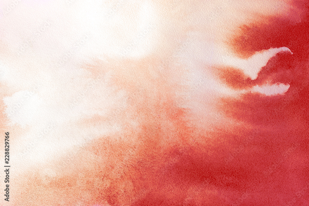 Poster red overflow of paint watercolor background with paper texture ...