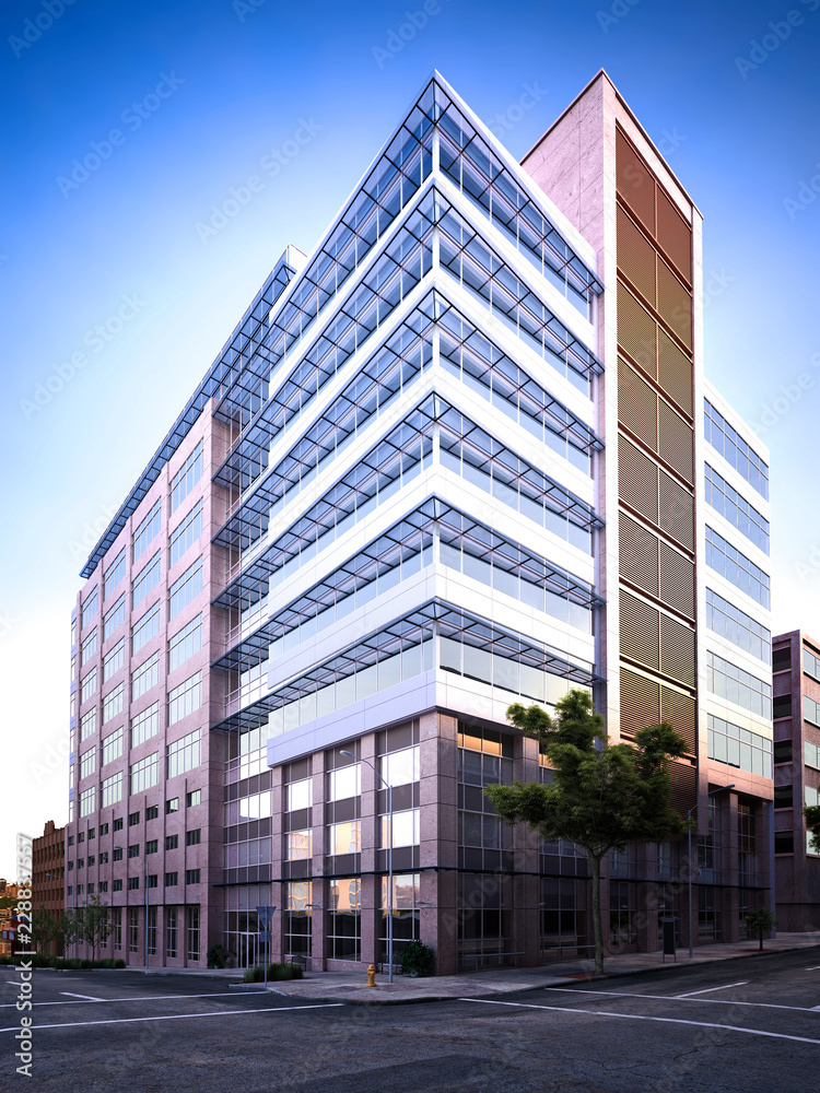3d render modern building exterior ilustração do Stock | Adobe Stock