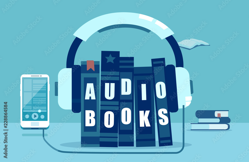 Vector illustration of audio books concept Stock Vector | Adobe Stock